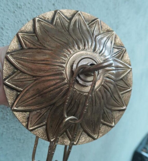6" Canopy Sunflower Bronze Lamp Chandelier Part Vinta… - Gem