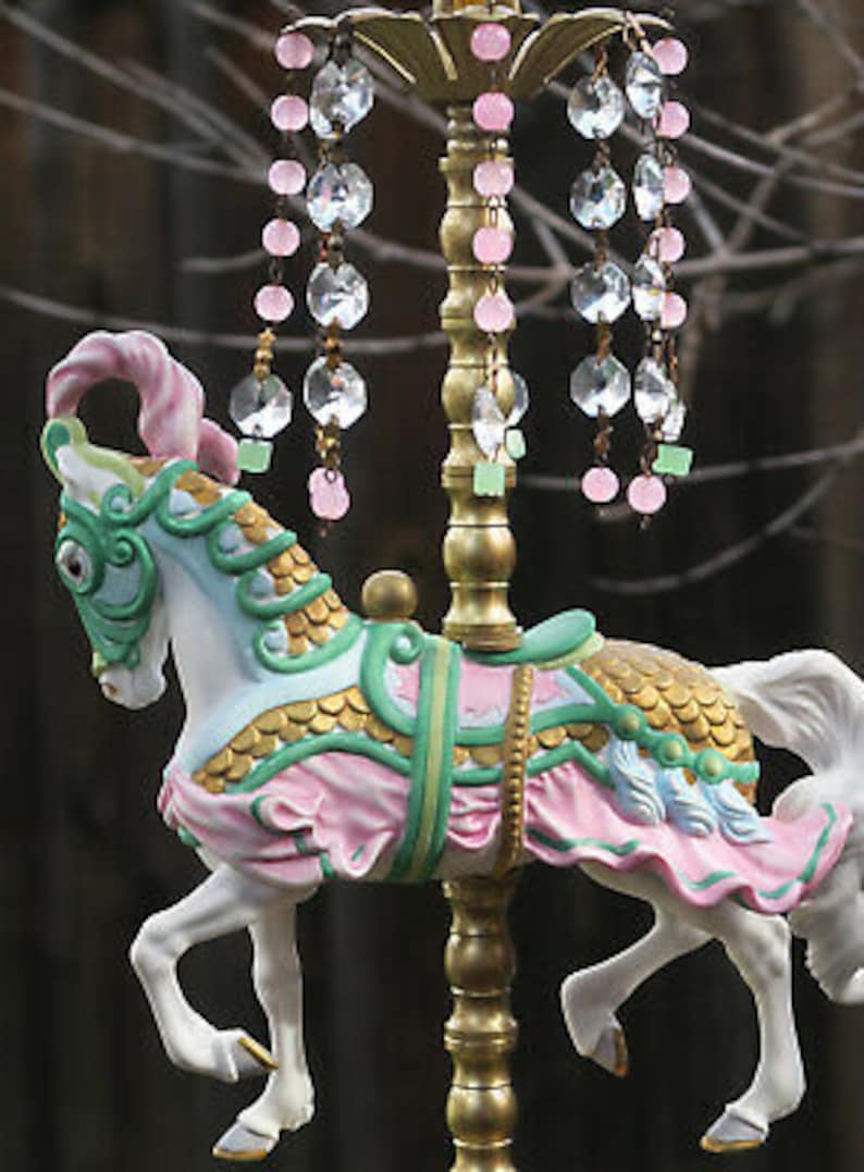Porcelain Knight Horse Carousel Medieval Swag Lamp Brass Chandelier ...
