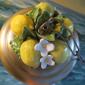 9" Vintage Gilt Tole Canopy Lamp Chandelier Part Italy Medallion Lemon ...