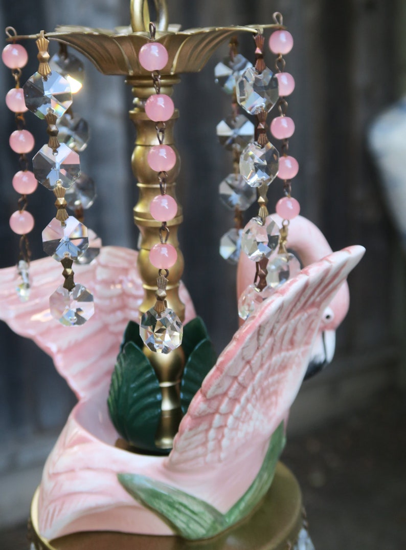 Tropical Pink Flamingo porcelain Bird Ceiling Lamp Chandelier | Etsy