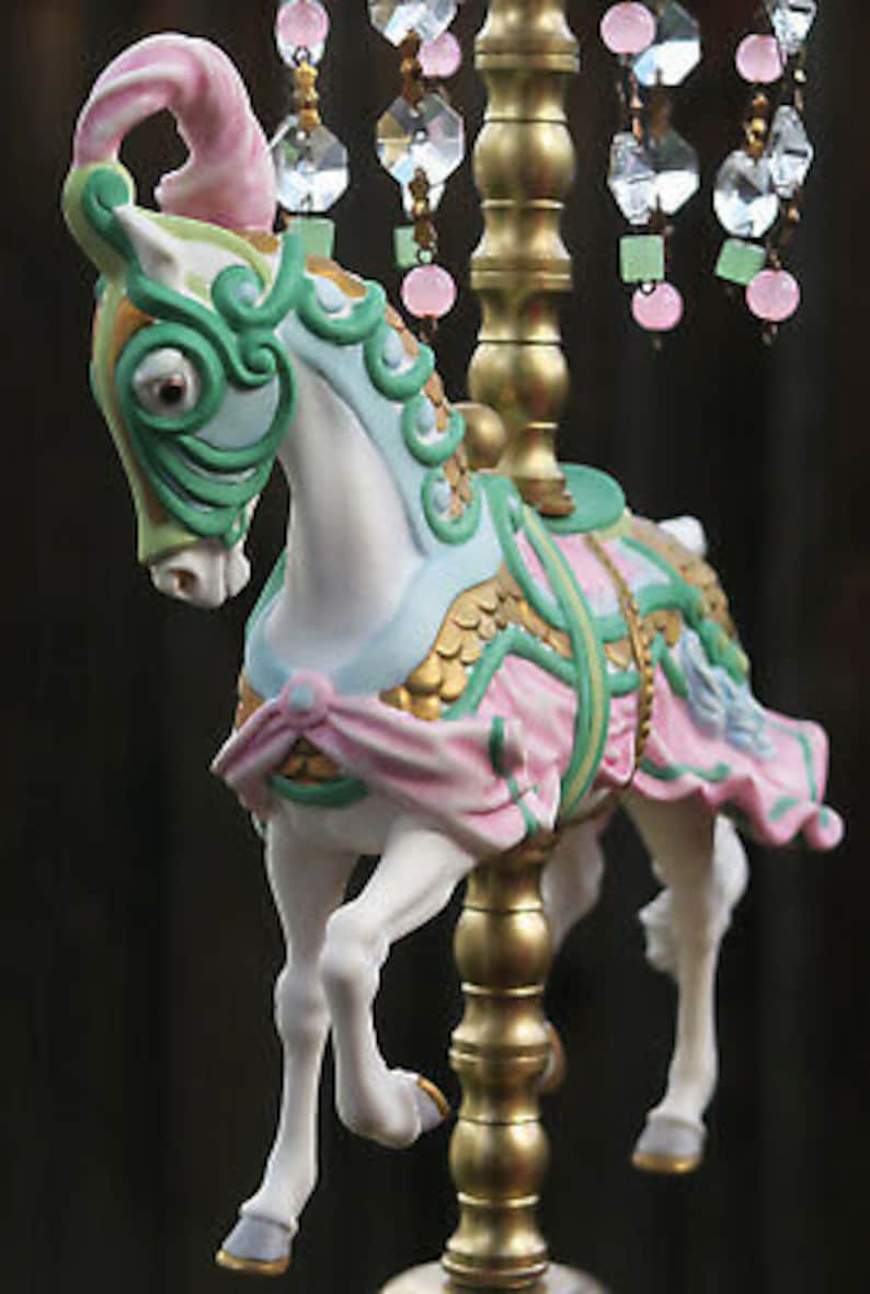 Porcelain Knight Horse Carousel Medieval Swag Lamp Brass Chandelier ...