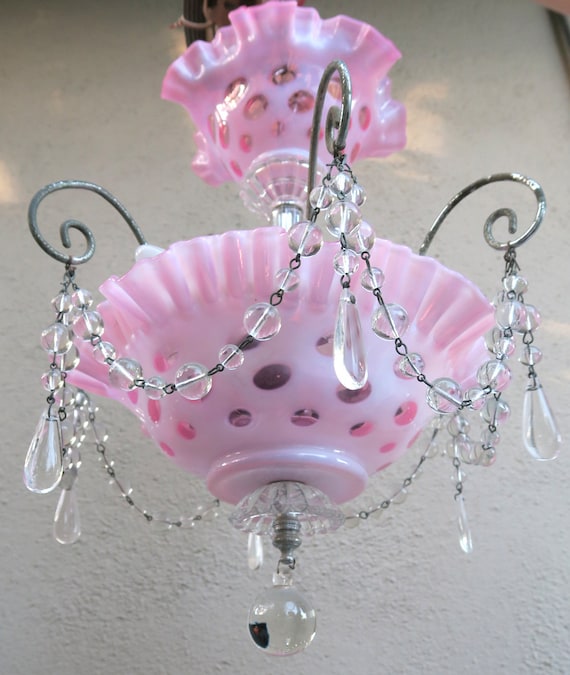 Fenton Coin Dot Lamp Vintage Brass Chandelier Cranberry | Etsy