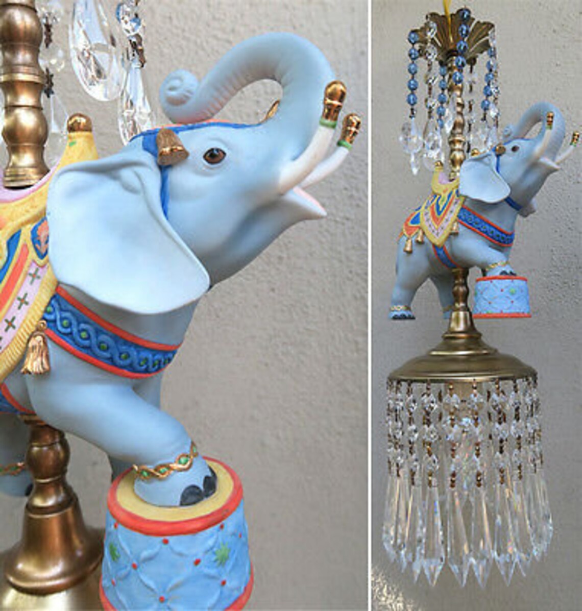 Lamp Swag Chandelier Vintage Porcelain Carousel Elephant - Etsy