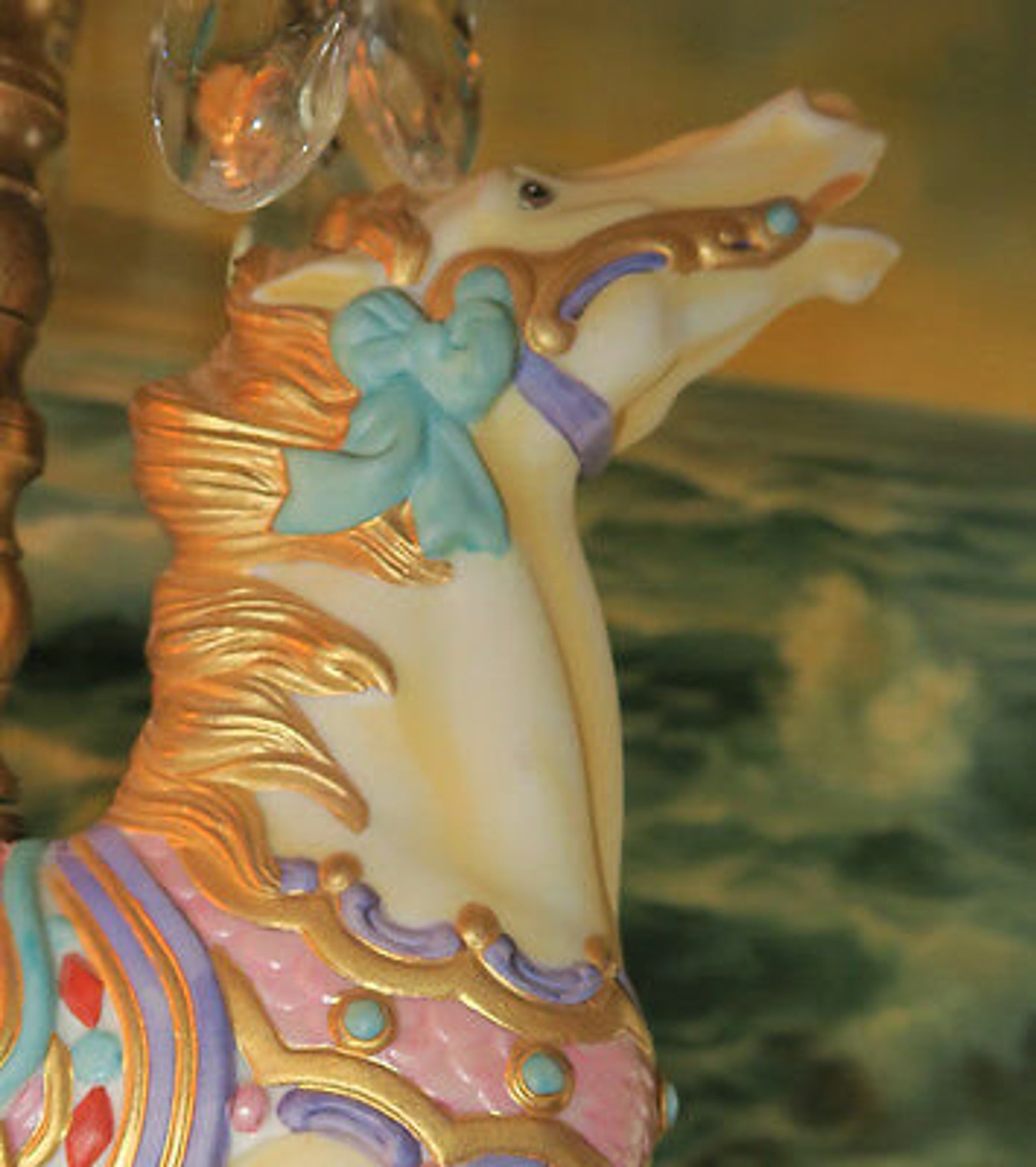 Gold Porcelain Jeweled Horse Carousel Swag Lamp Spelter Brass - Etsy