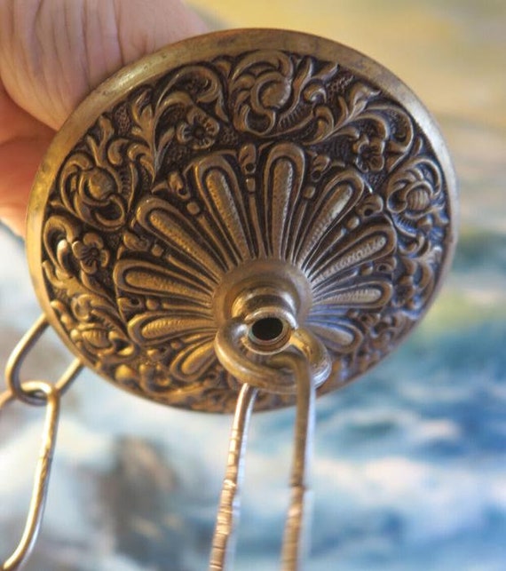 Vintage French Brass Bronze Ceiling Canopy Cap Chande… - Gem