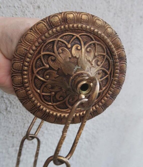 Vintage French Brass Bronze Ceiling Canopy Cap Chande… - Gem