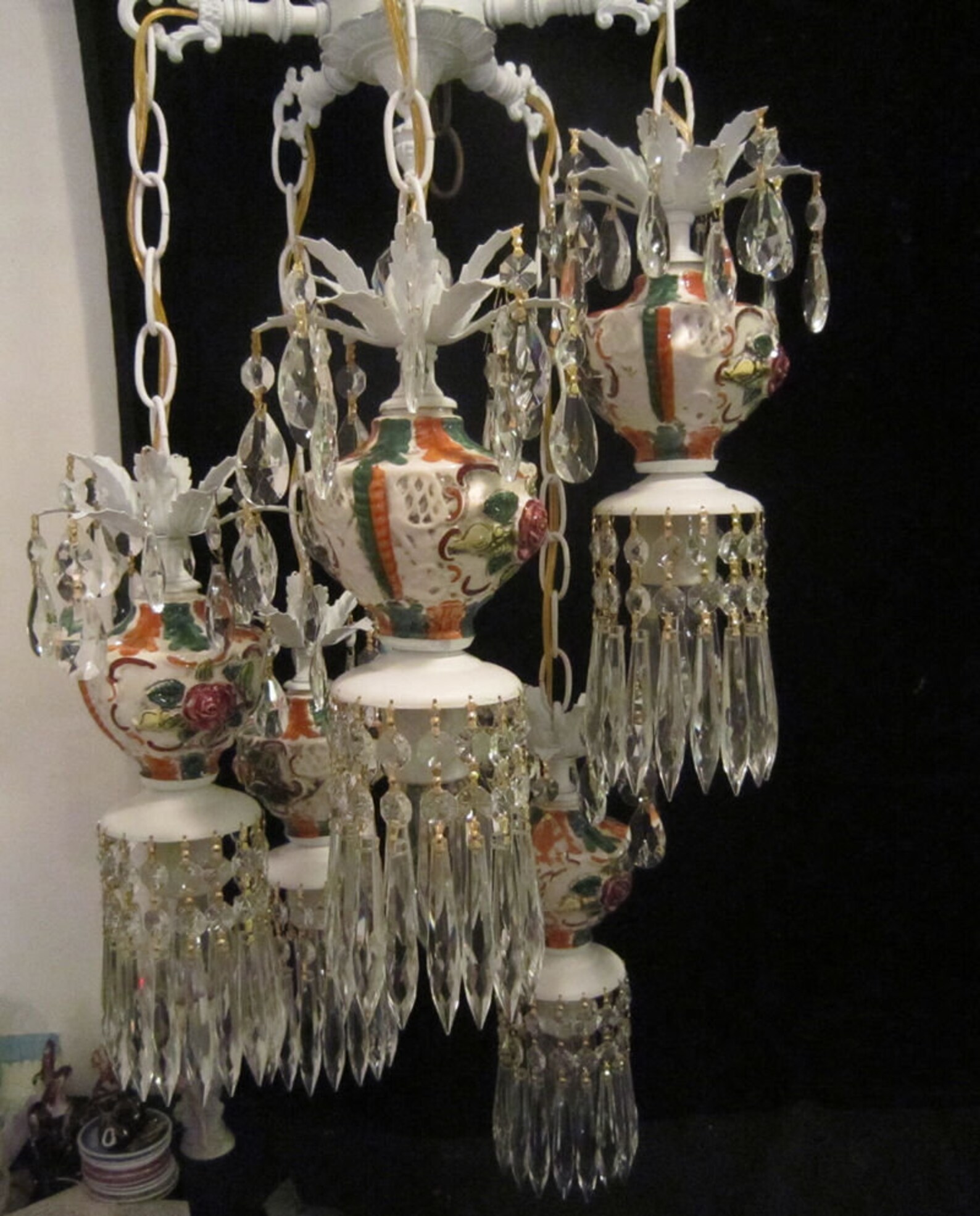 5L Vintage Cabbage Porcelain Brass Shabby Peely Hanging Swag | Etsy