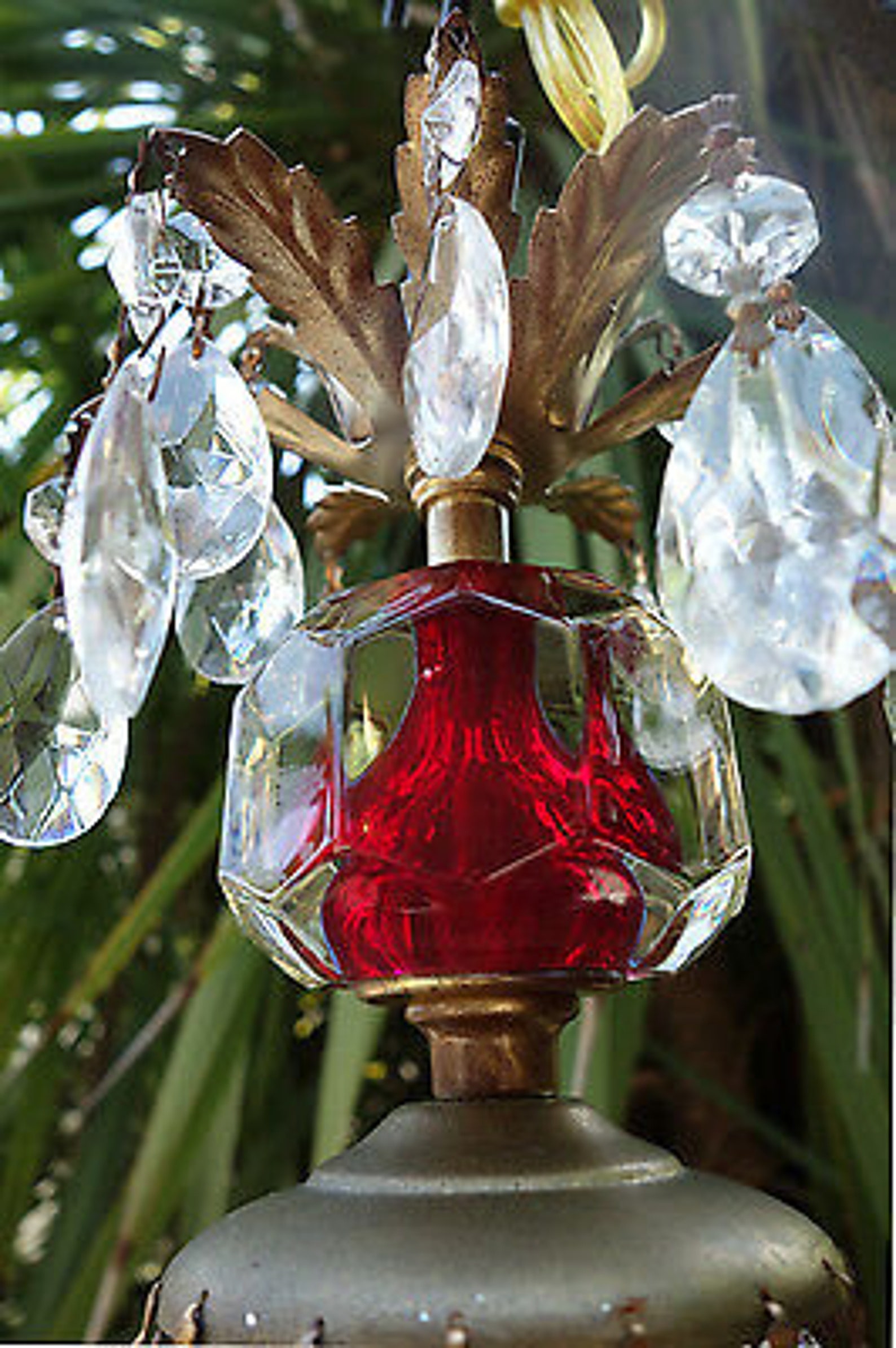 Vintage Ruby Red Pressed Glass Small Petite Brass Hanging Lamp | Etsy