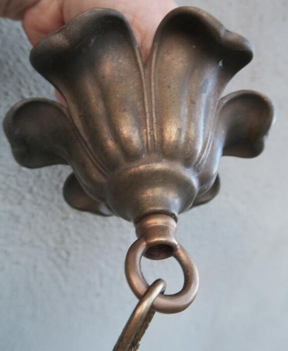Vintage Brass Ceiling Cap Canopy Chain Lamp Chandelie… - Gem