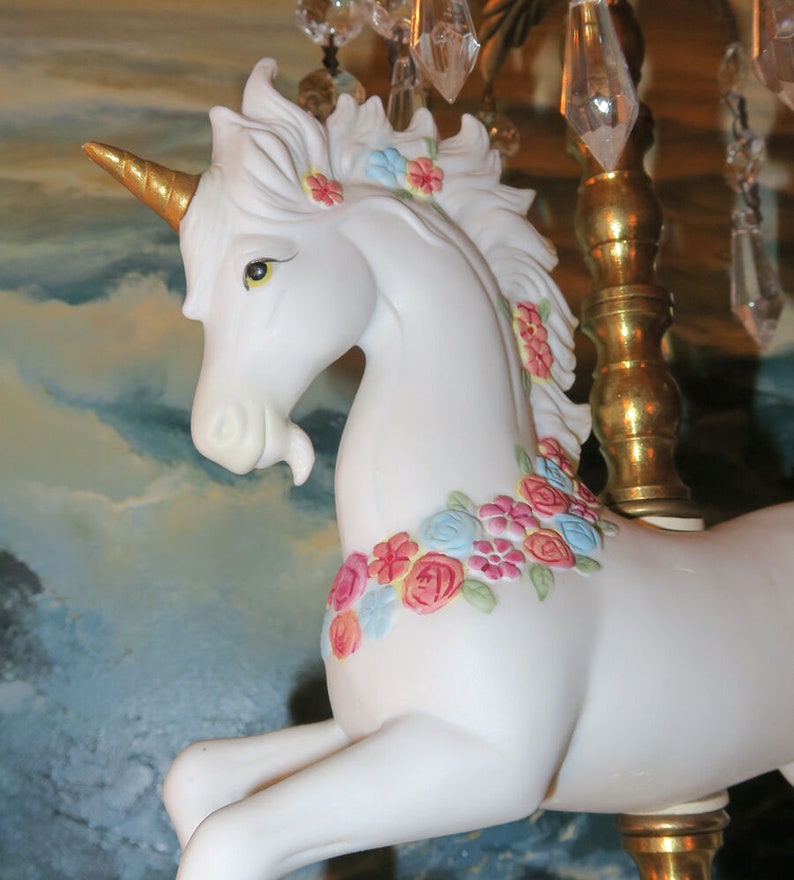 Porcelain Carousel Unicorn Crystal Swag Baby Room Lamp | Etsy