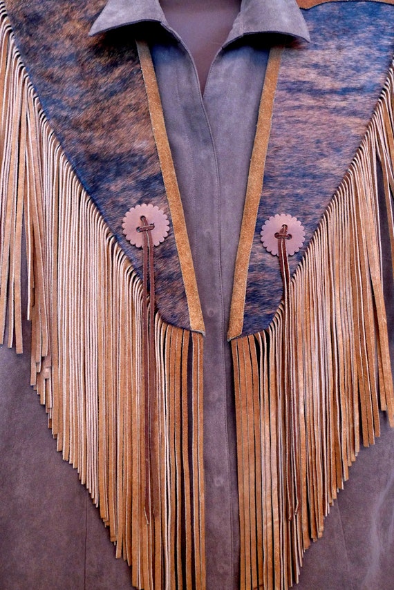 1970s Style Suede Fringe Cowhide/Horse Hair Shawl by … - Gem