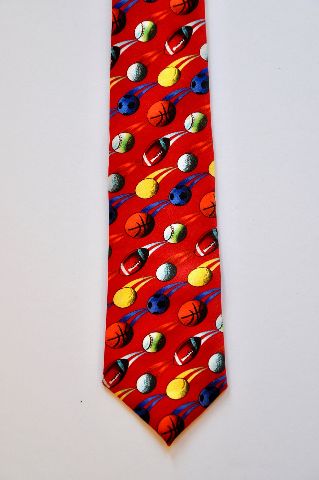 Sports Balls Tie Red Baseball Basketball Soccer Tie Athlete - Etsy