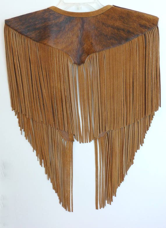 1970s Style Suede Fringe Cowhide/Horse Hair Shawl by … - Gem