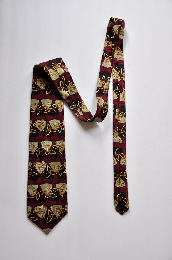 Ashberry Burgundy and Gold Abstract Space Age Silk Ti… - Gem