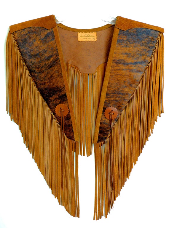 1970s Style Suede Fringe Cowhide/Horse Hair Shawl by … - Gem
