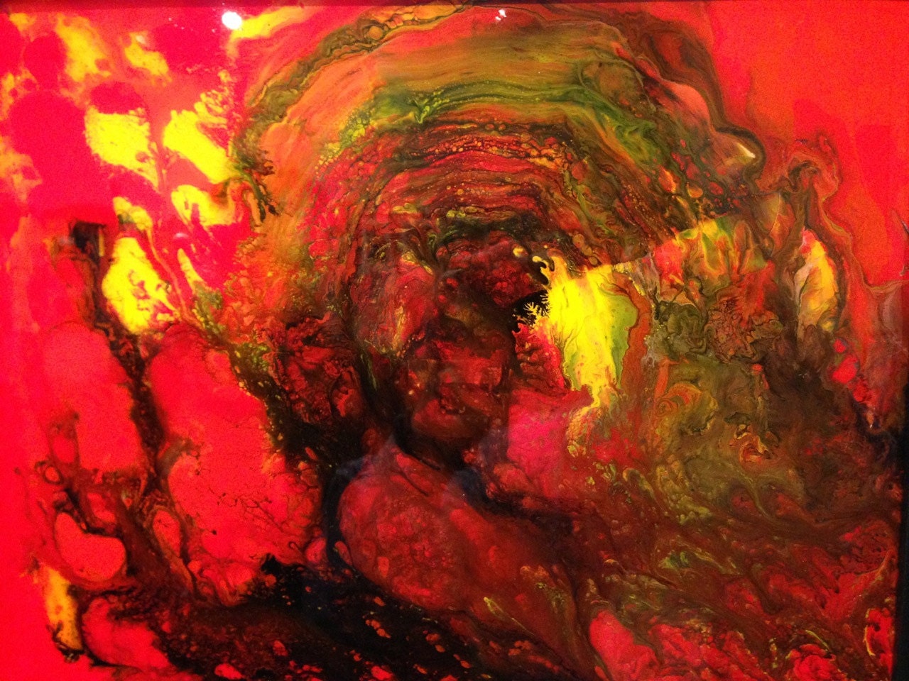 Let Go of Fear -- Abstract Acrylic & Ink Mixed Media on Tile 11x14 In ...