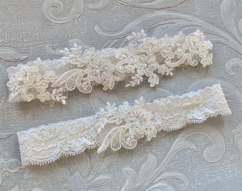 Blue Wedding Garter Set, Boho Garter Set, Something Blue Lace Garter ...