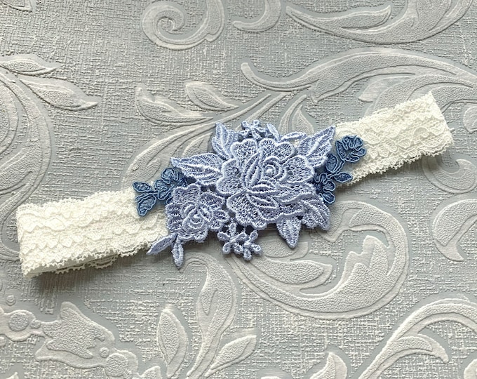 Dusty Blue Garter Something Blue Garter French Blue Wedding Custom ...
