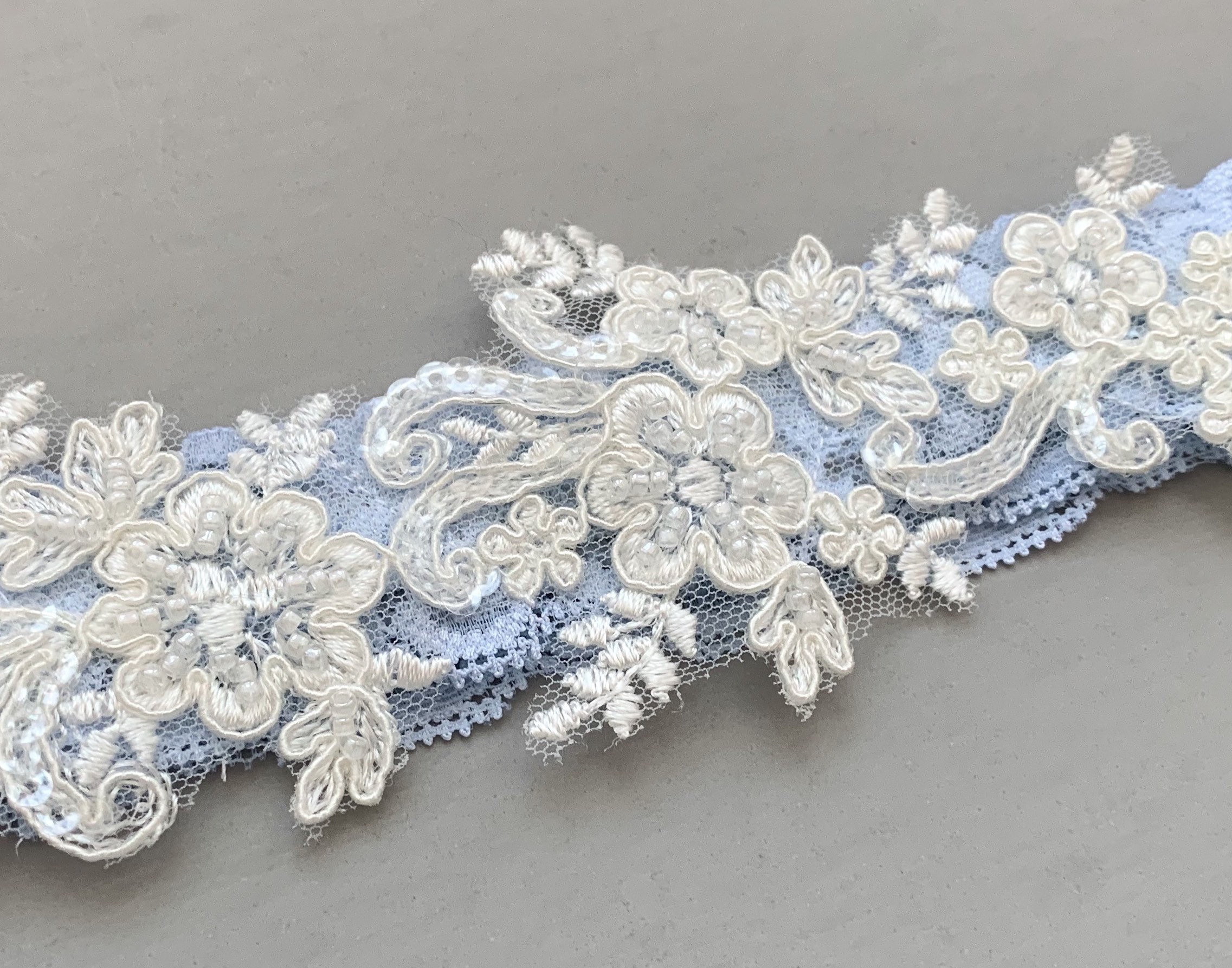 Blue Wedding Garter Set, Boho Garter Set, Something Blue Lace Garter ...
