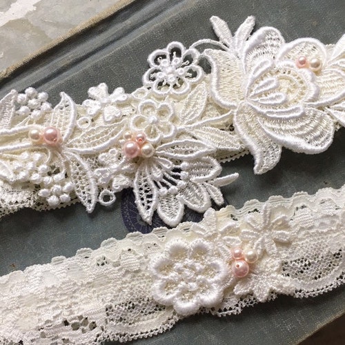 Wedding Garters Plain Elastic Stretch Lace Garter Set Ivory - Etsy