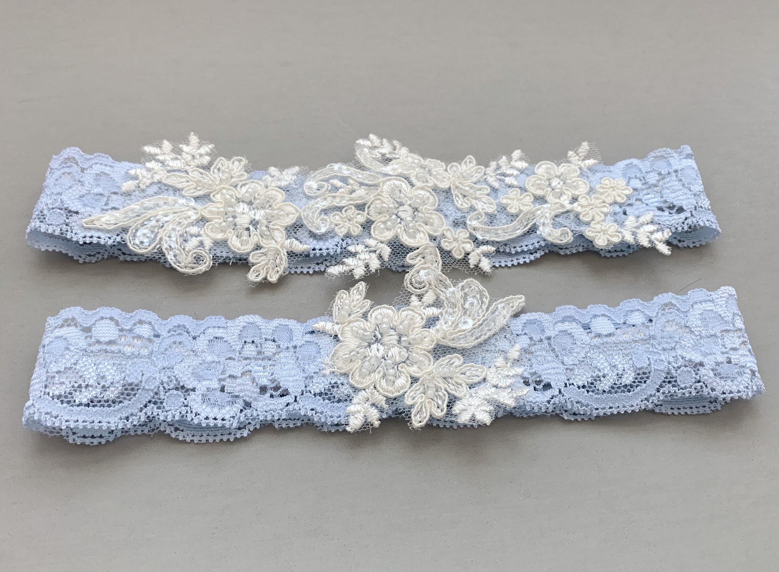 Blue Wedding Garter Set, Boho Garter Set, Something Blue Lace Garter ...