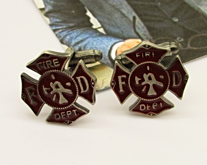 Fire Department Cufflinks Bugle Megaphone Fireman Mens Accessories ...