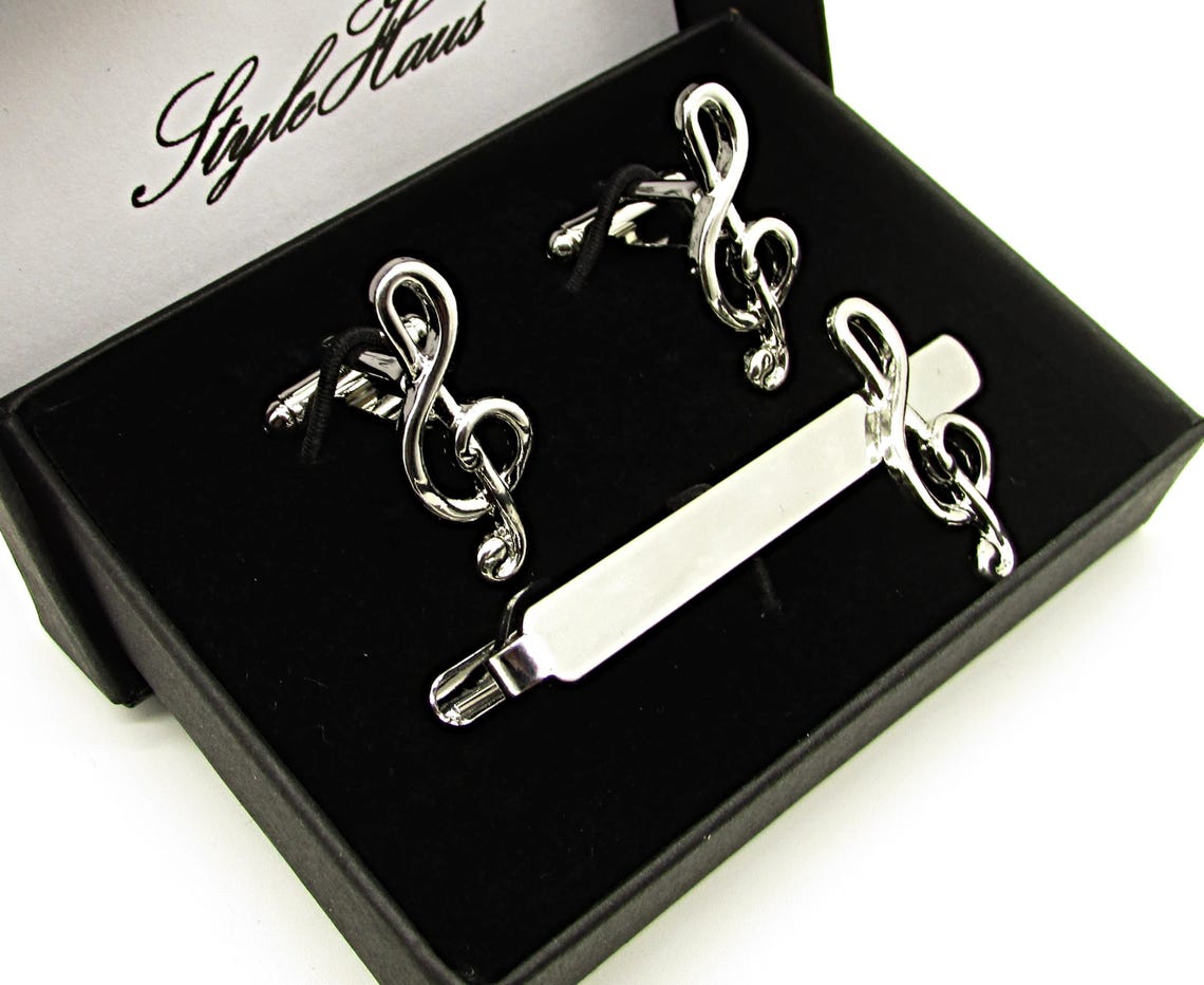 Treble Clef Cufflinks,treble Clef Tie Clip, Music Note Cufflinks, Men's ...