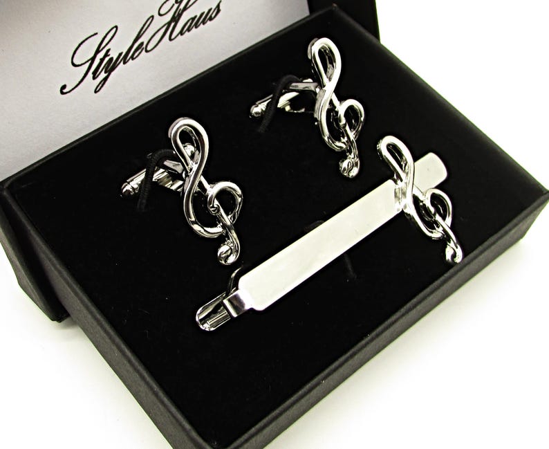 Treble Clef Cufflinks,treble Clef Tie Clip, Music Note Cufflinks, Men's ...