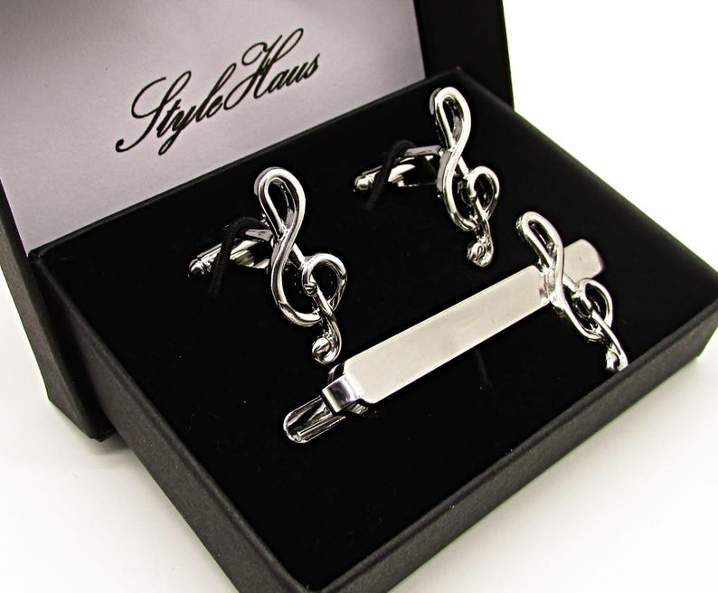 Treble Clef Cufflinks,treble Clef Tie Clip, Music Note Cufflinks, Men's ...