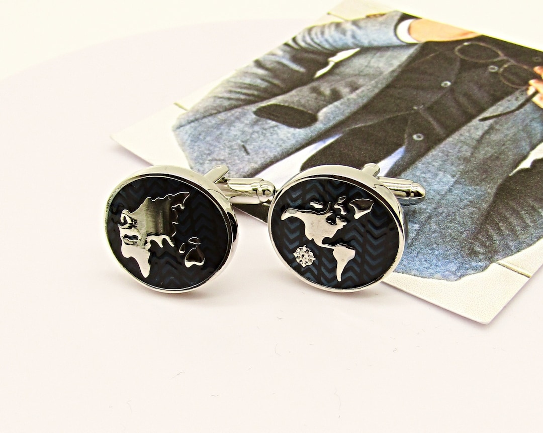 World Map Cufflinks: Globe Cufflinks - Etsy