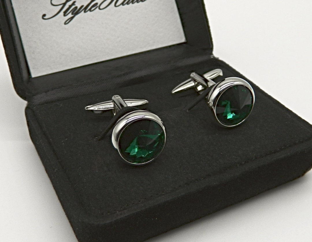 Emerald Green Crystal Cufflinks, Wedding Cufflinks, Emerald Green ...