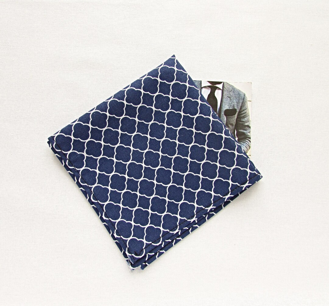 Blue Lattice Design Pocket Square, Blue Geometric Pocket Square ...