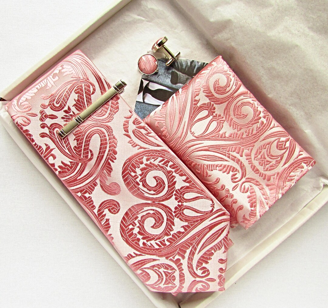 Pink Parsley Floral Tie Set, Pink Parsley Floral Pocket Square, Pink ...