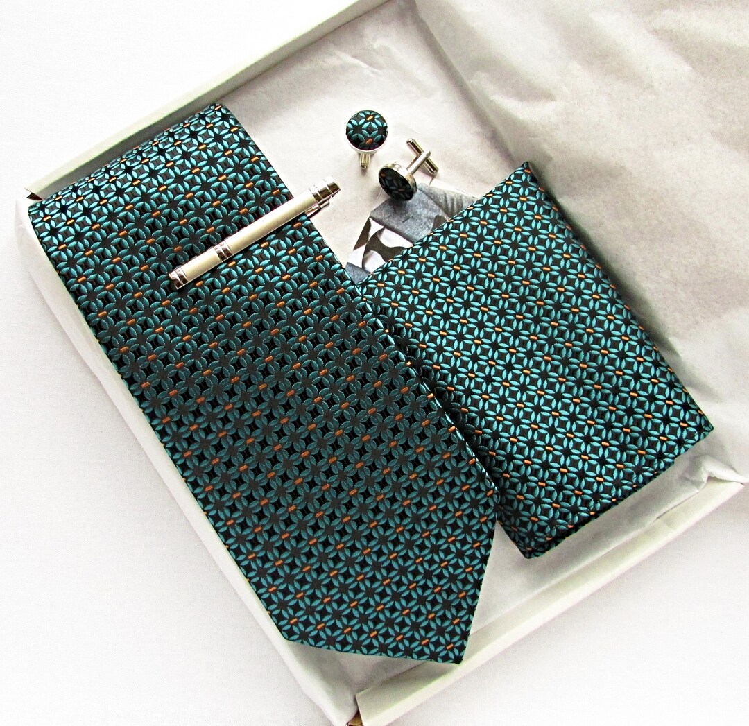 Green Teal Tie Set, Green Teal Pocket Square Teal Tie Wedding Tie Teal ...