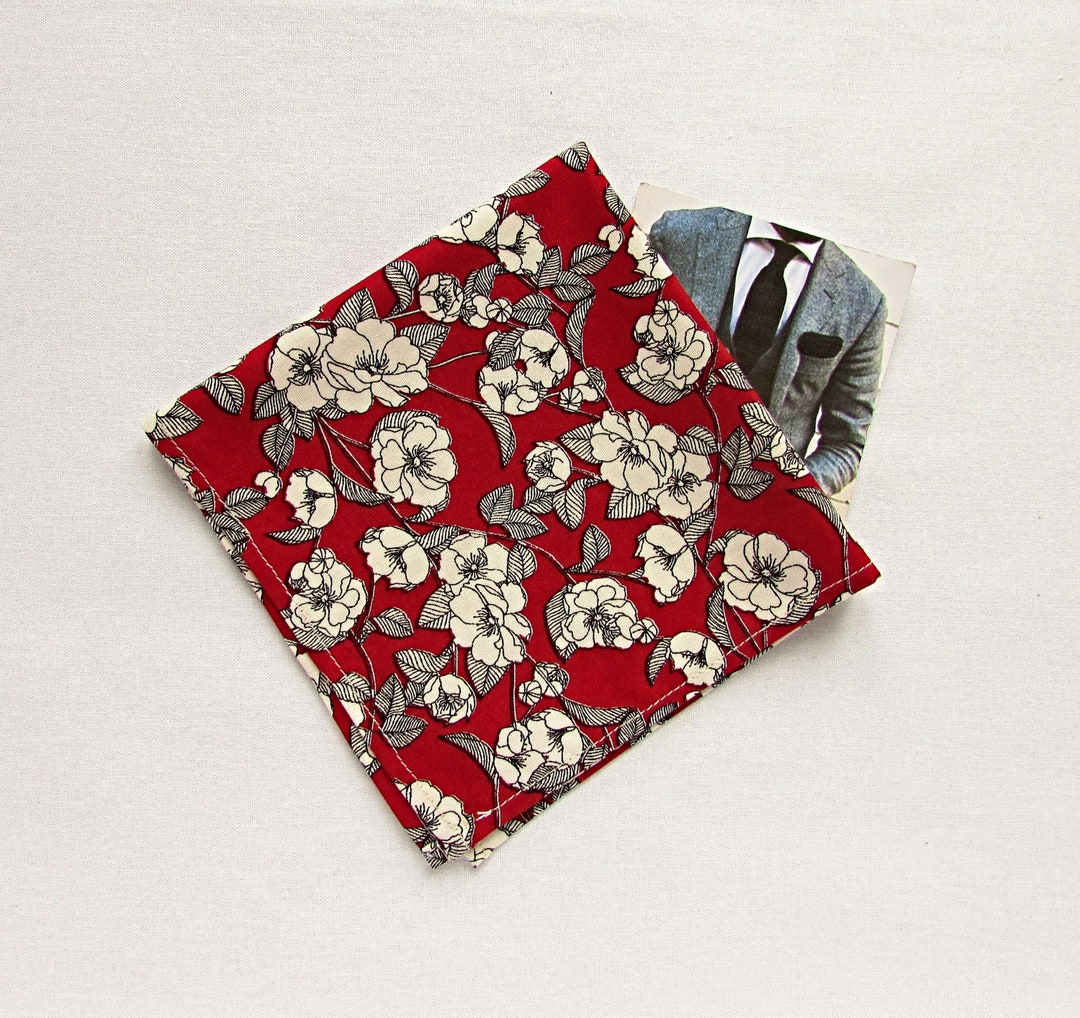 Burgundy Floral Pocket Square, Wedding Pocket Square, Groom's Pocket ...