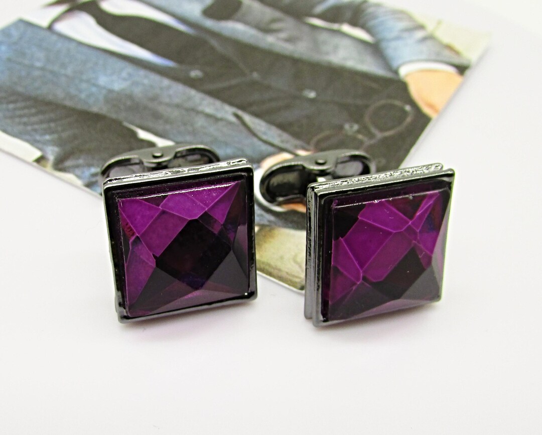 Magenta Stone Cufflinks: Whale Back Closure - Etsy
