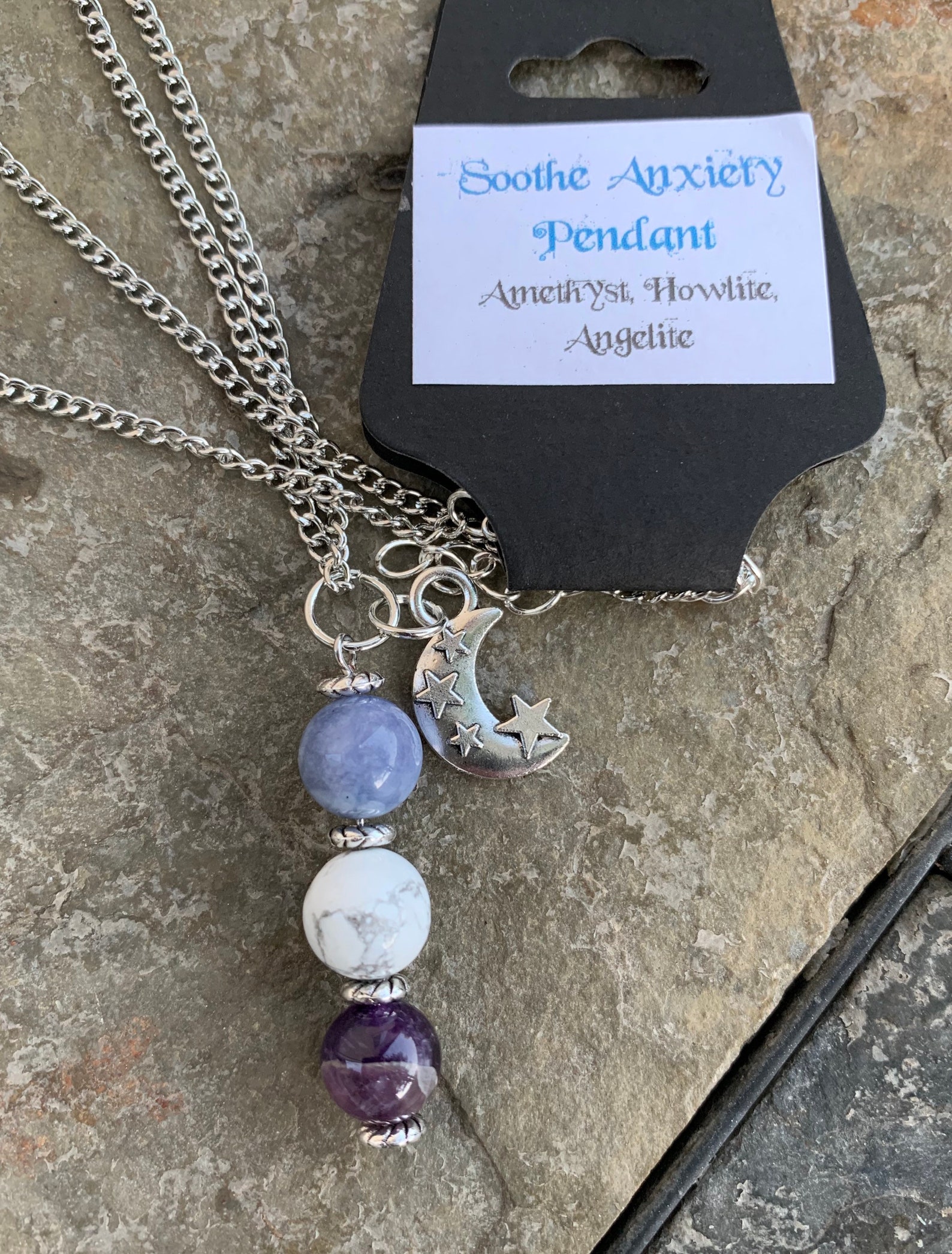 Soothe Anxiety Pendant // Crystal Stone Pendant // Anti Stress Pendant ...