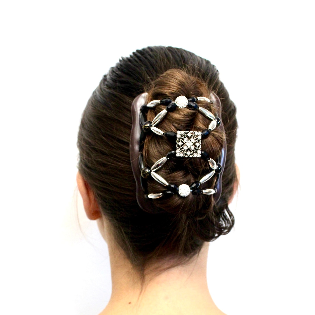 Beaded Stretchy Double Comb Hair Clip, Bun Holder, French Twist ...