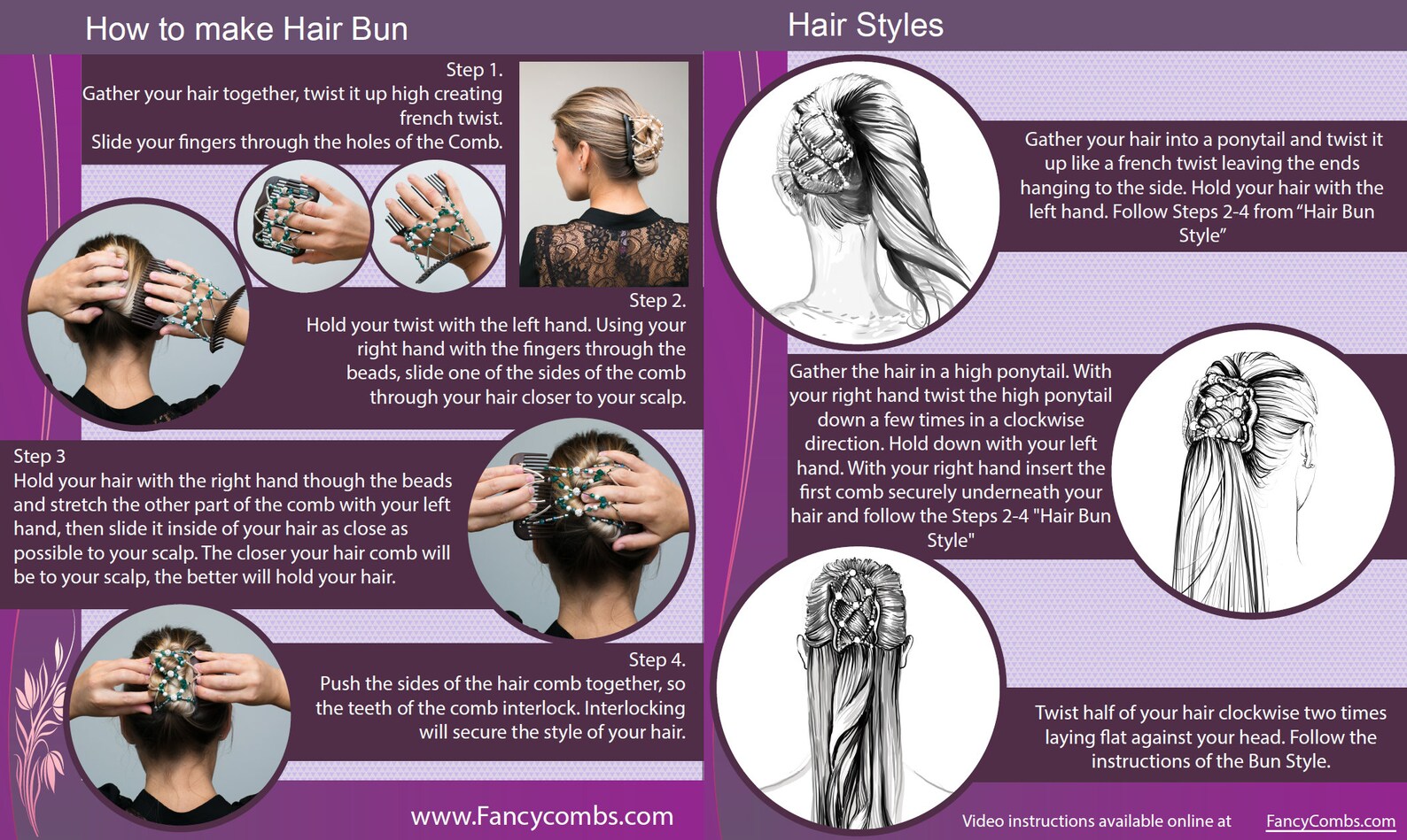 Double Hair Comb for Holding French Twist Bun Holder Wedding - Etsy