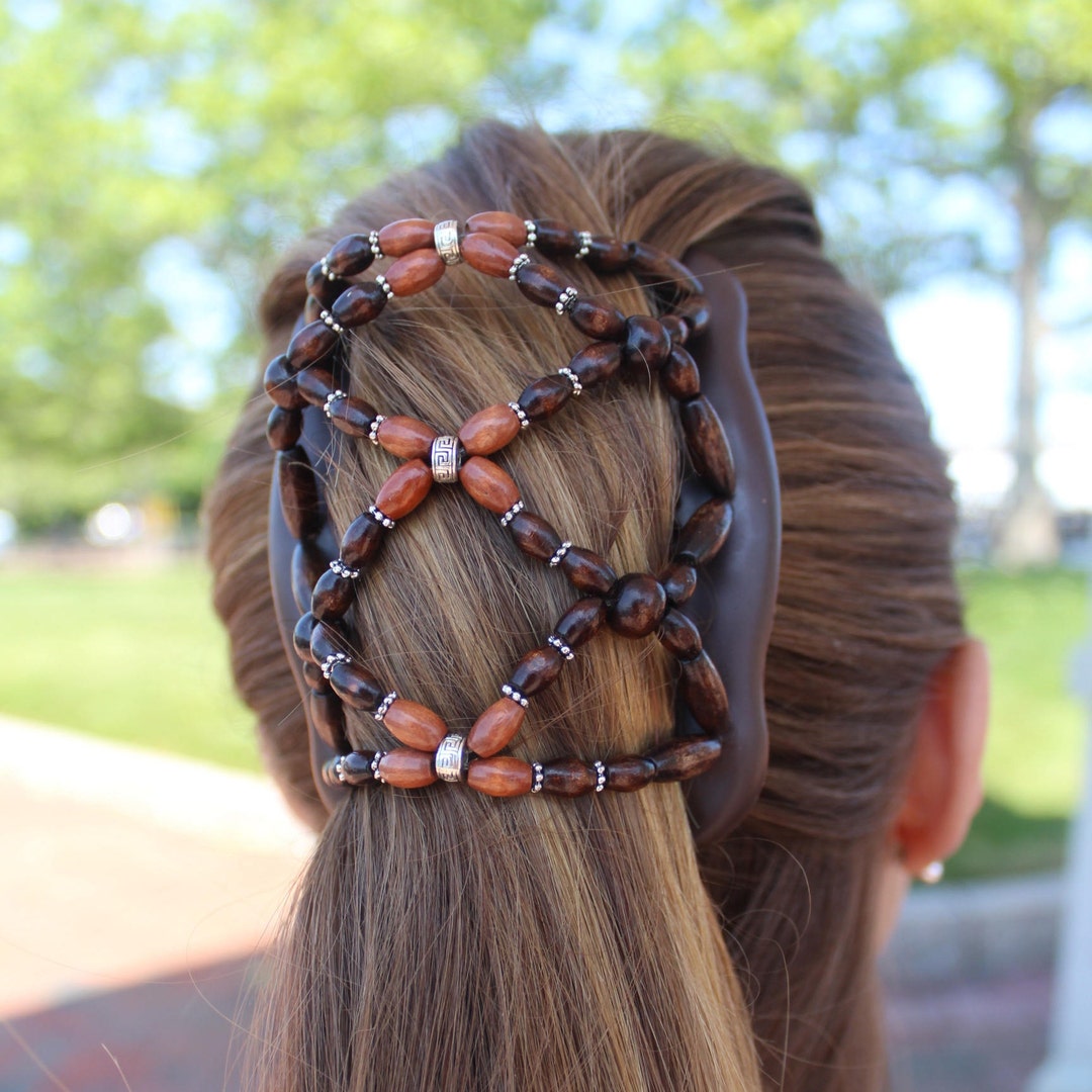 Wooden Beaded Hair Comb Clip, Fine Hair Accessory, Bun Maker - Etsy