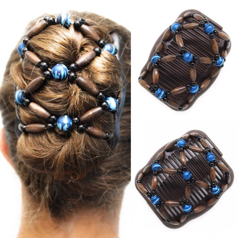 Wooden Bead Hair Bun Maker, Double Comb, Handmade in USA - Etsy