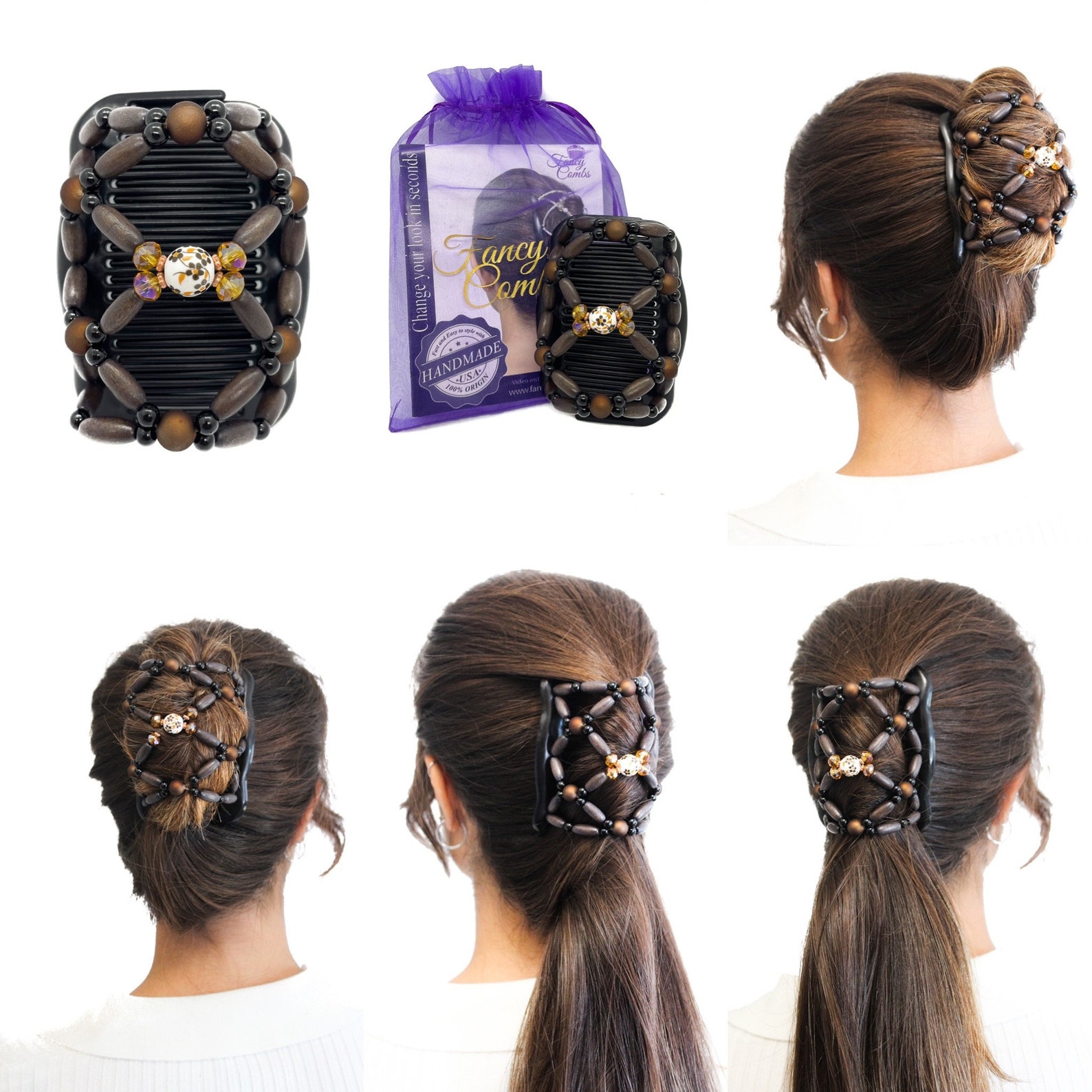 Women Hair Clip for Holding Updo, French Twist, Bun Holder, Double ...