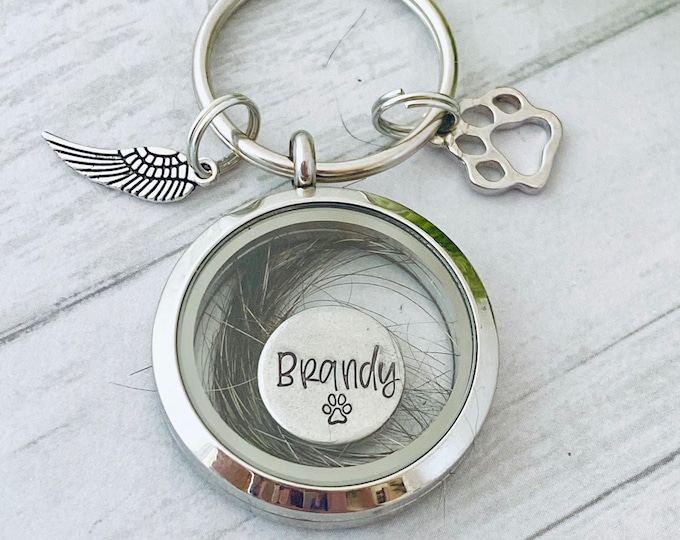 Pet Memorial Keychain, Pet Hair Memorial, Pet Fur Memorial ...