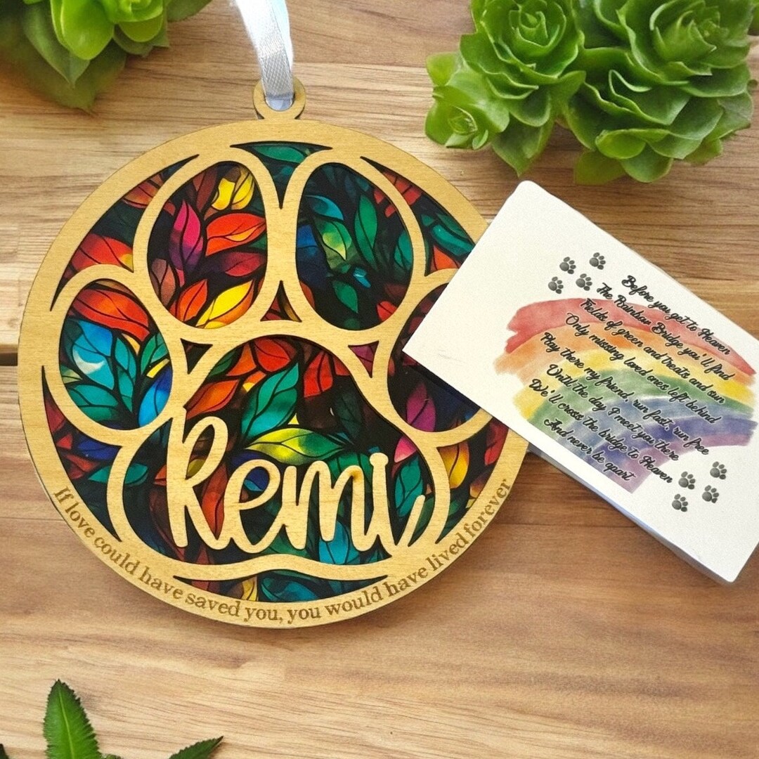 Rainbow Bridge Pet, Sun Catcher, Suncatcher Pet Memorial, Personalized ...