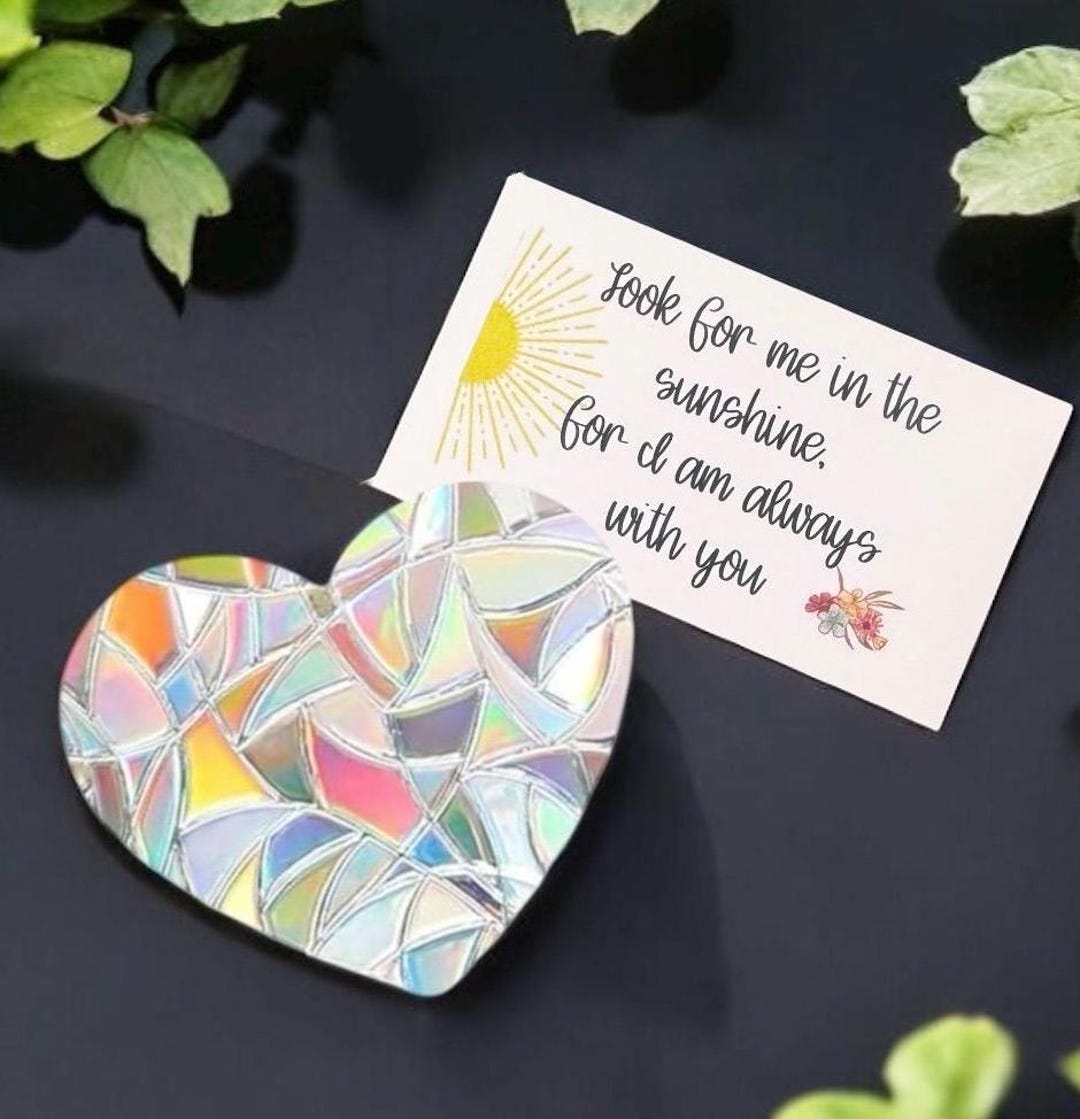 Sun Catcher Heart Sympathy Gift, Poem Card Memorial Suncatcher ...