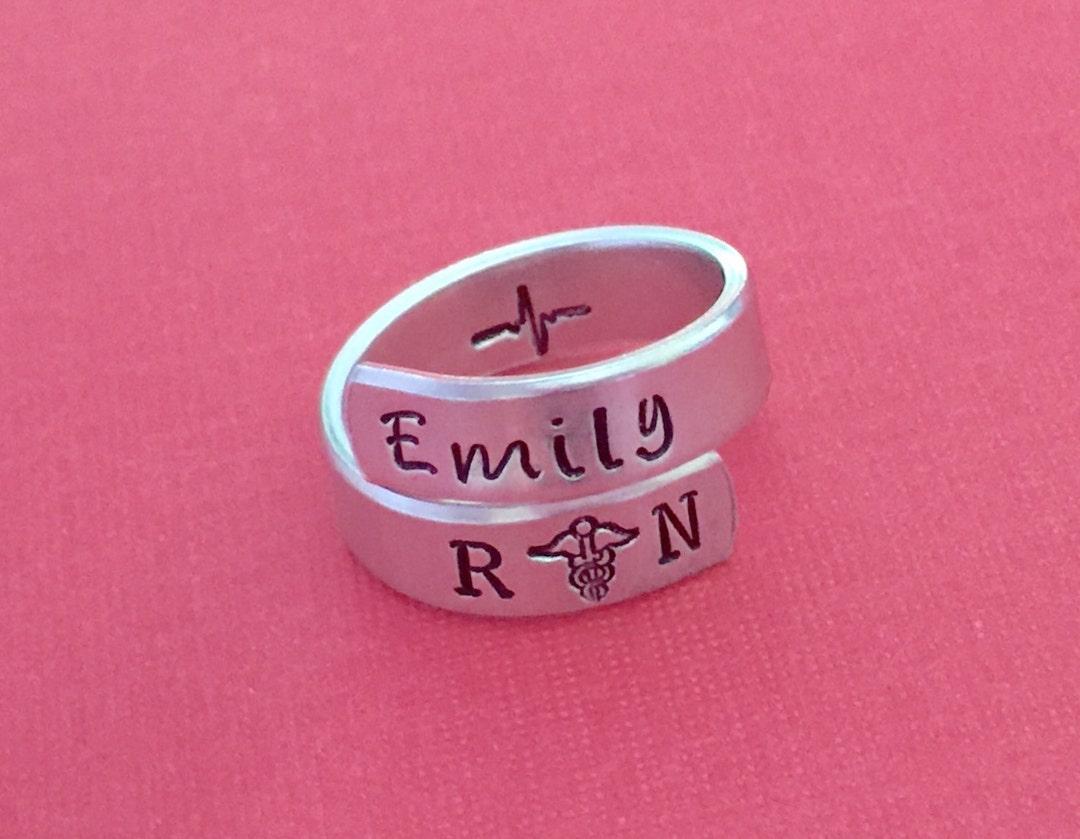 RN Ring RN / Nurses / Nursing Student / Nurse Gift - Hand Stamped Ring ...