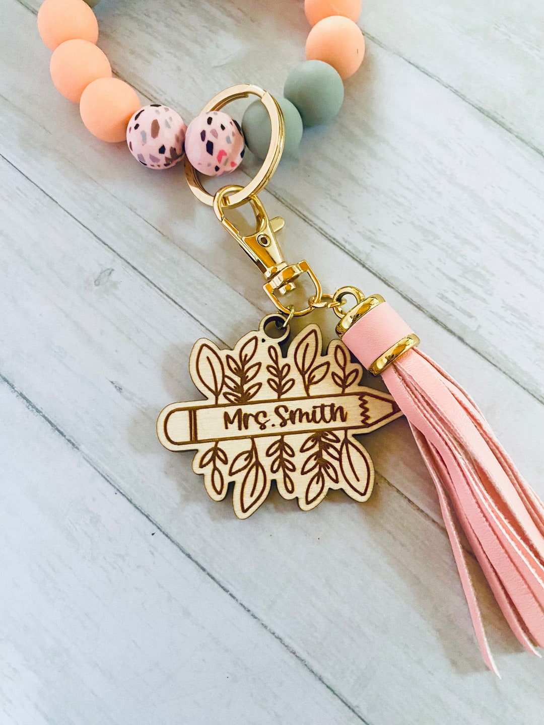 Teacher Gift, Wristlet Keychain With Personalized Name, Teacher Week ...