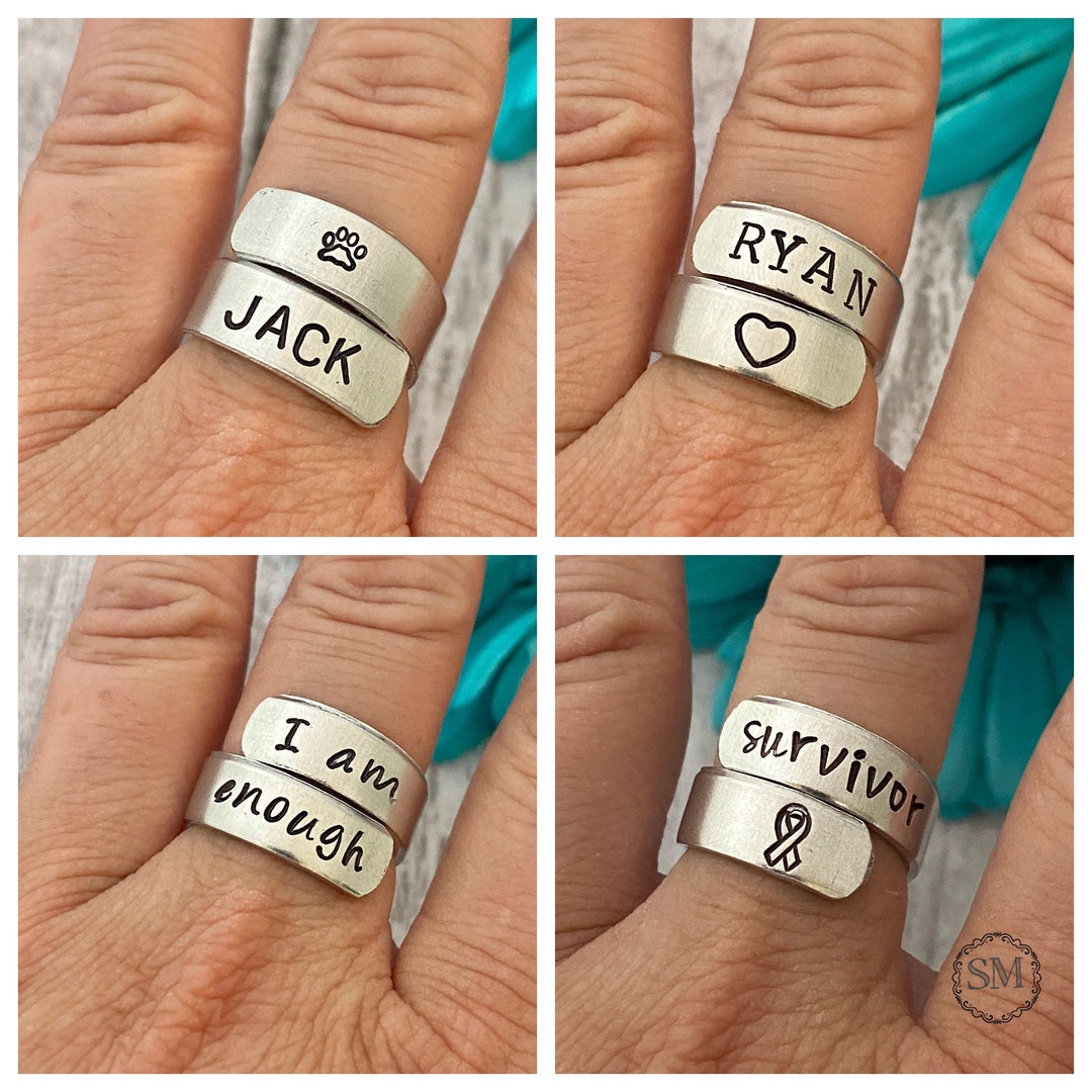 Personalized Ring Custom - Hand Stamped Ring - Very Sturdy Ring - Great ...
