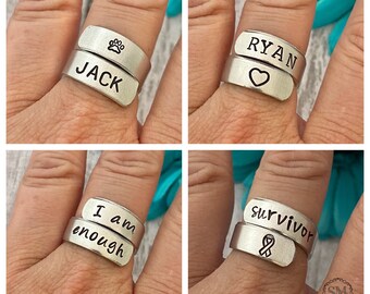 Custom Hand Stamped Ring Very Sturdy Ring Great Gift | Etsy