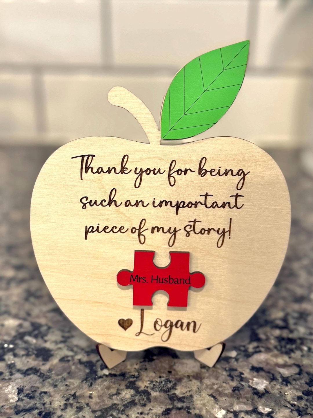 Custom Teacher Gift Apple Puzzle Piece, Teacher Apprication Week, End ...